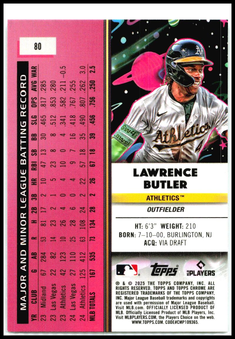 2025 Topps Chrome Cosmic #80 Lawrence Butler Athletics – Search and ...