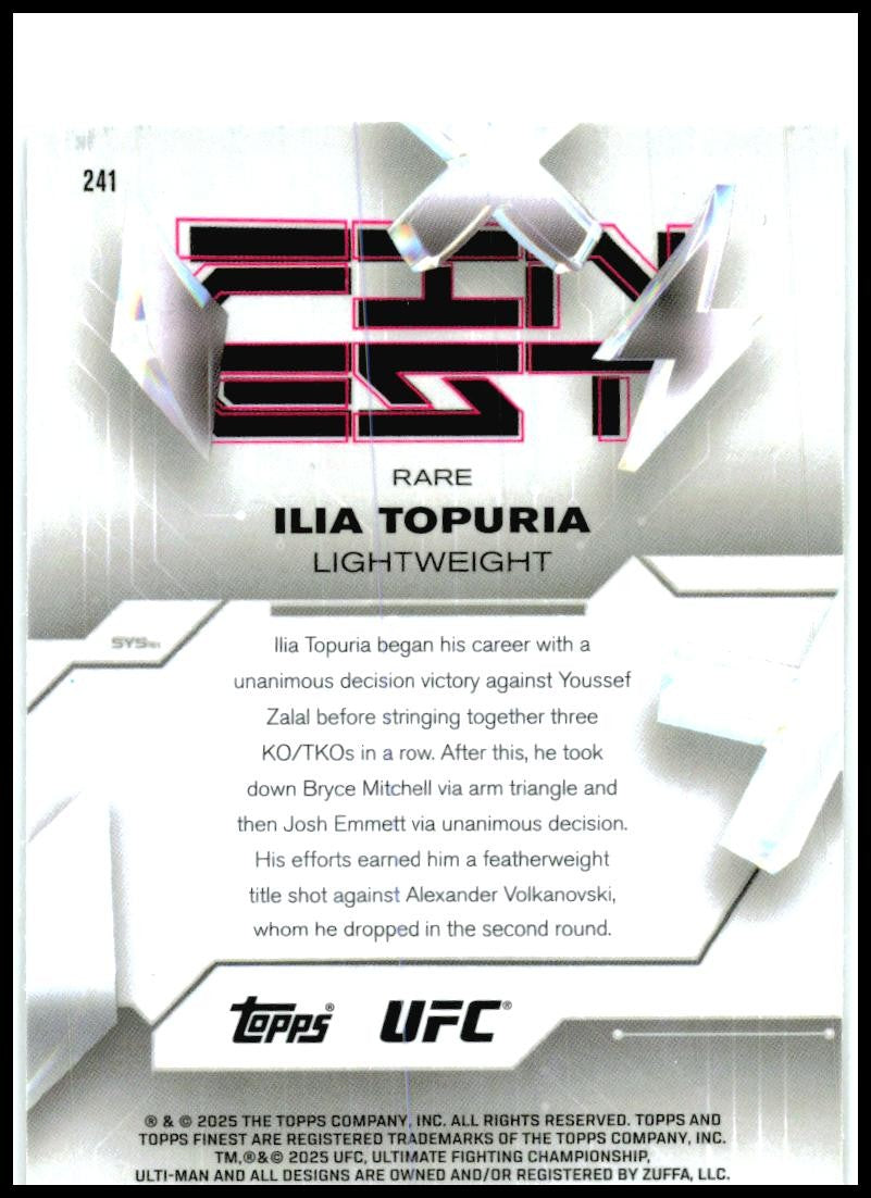 2025 Topps Finest UFC Rare #241 Ilia Topuria – Search and Rescue Cards