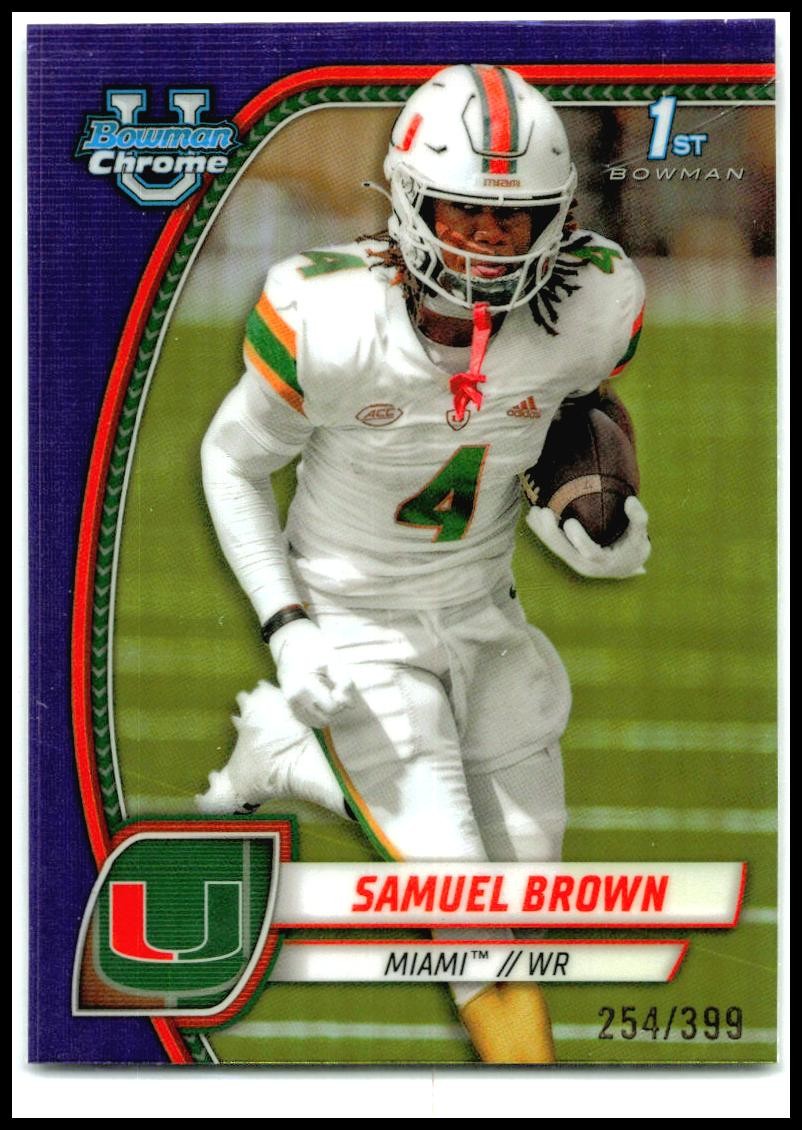 2024 Bowman University Chrome Purple Refractor #159 Samuel Brown Miami ...